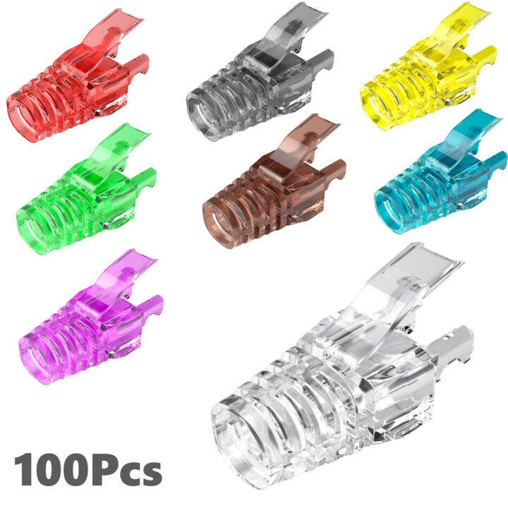 100Pcs Ethernet CAT6 Standard CAT5 RJ45 Cable Connector Boot Cover ...