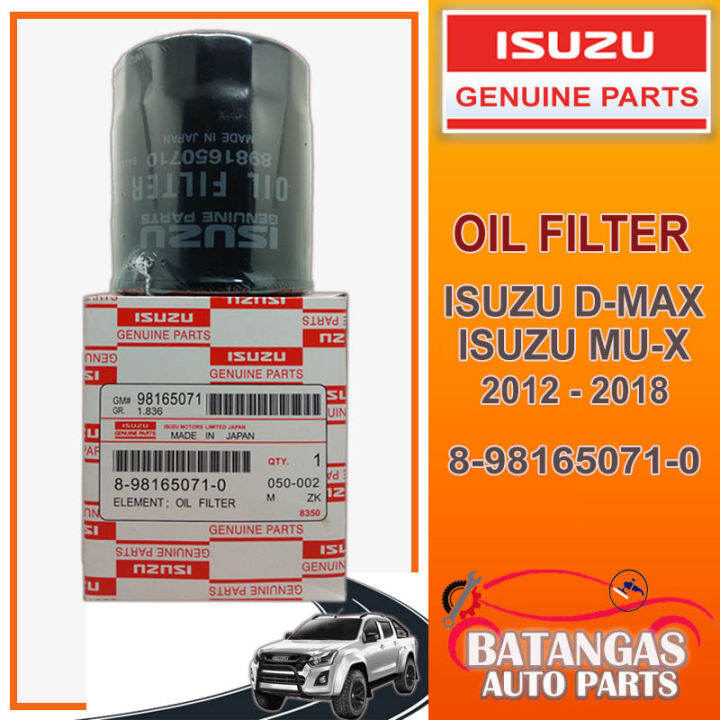 Isuzu Genuine Oil Filter ISUZU D-MAX / MU-X 4JA1, 4JK1 2012-2018 (8-98165071-0) | Lazada PH
