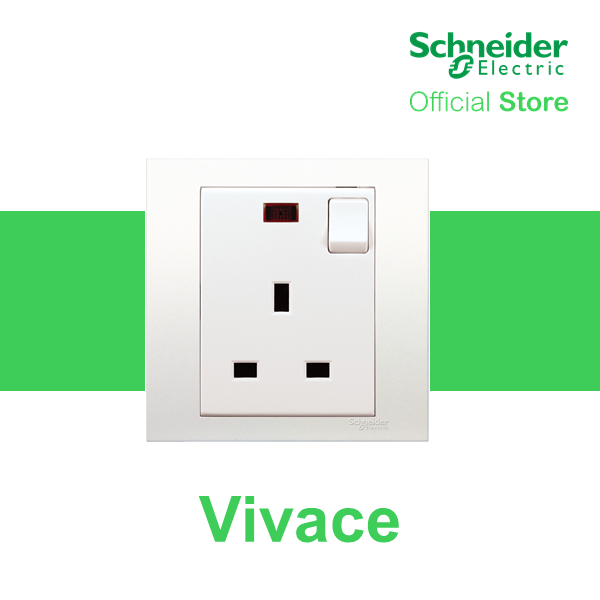 Schneider Electric Vivace 13A 250V 1 Gang Switched Socket with Neon ...