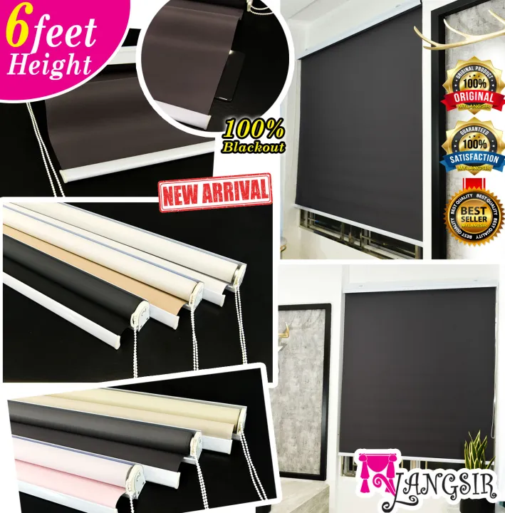 [MYLANGSIR] Height 183cm Manila Roller Blinds 100% Blackout Plain Color ...