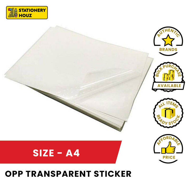 Stationery Houz 100's / 10's A4 OPP Transparent Sticker / Clear Sticker Clear Sticker A4 Sticker ...