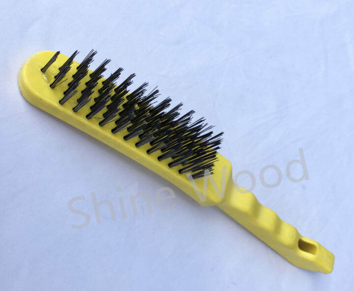 S.W Hardware Wire brush 4-wire yellow plastic handle 27cm #120 | Lazada PH