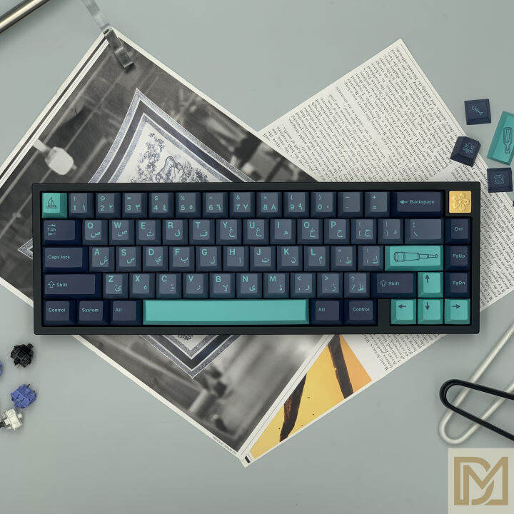 GMK Arabian Sea Keycap PBT Dye Sub Cherry Blue Arabic Keycaps 129pcs ...