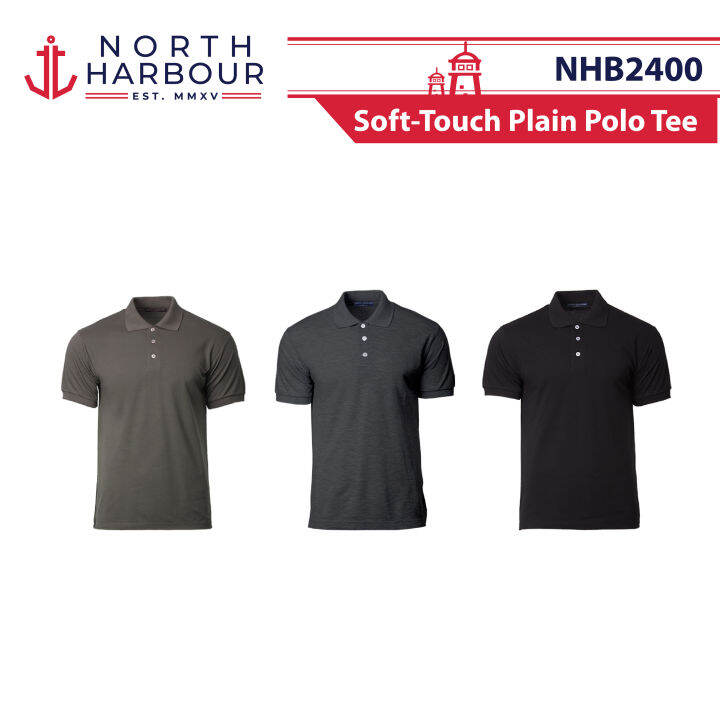 North Harbour Unisex Soft-Touch Plain Polo Tee NHB2400 GRP D | Lazada