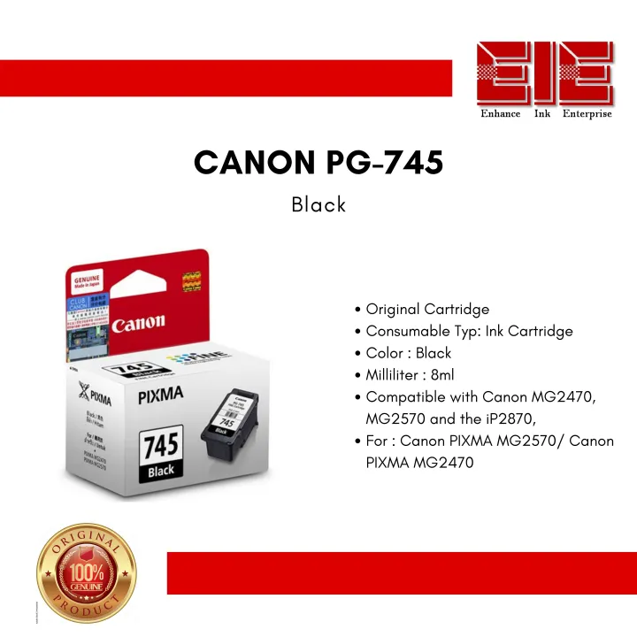 Canon 745 PG-745 Black Original Ink Cartridge | Lazada PH