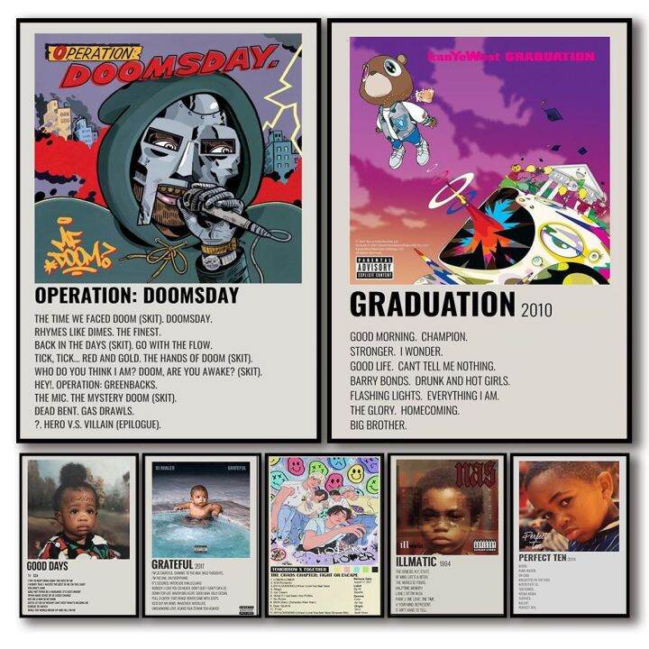 2023 80s Music Album Poster Rapper Rock Lana Del Rey Mf Doom TXT Tyler ...