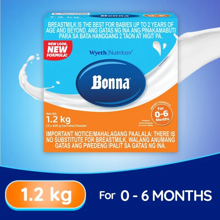 BONNA® Infant Formula for 0 to 6 months 1.2kg (400g x 3) | Lazada PH