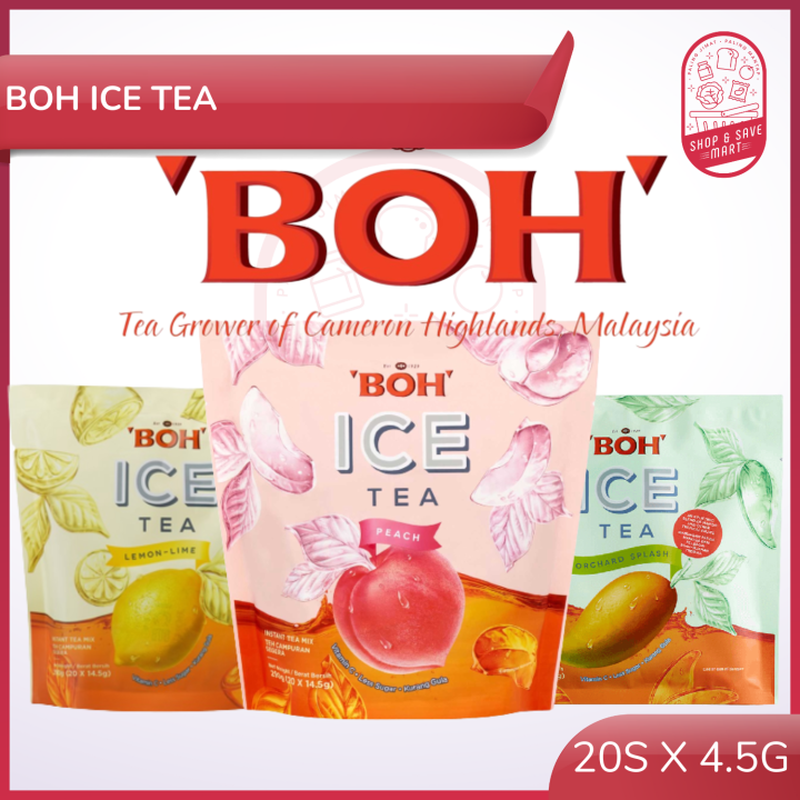 BOH Ice Tea (Sachet) 20s x 4.5g - 90g (Flavor: Lemon Lime / Orchard Splash / Peach) Teh Ais ...