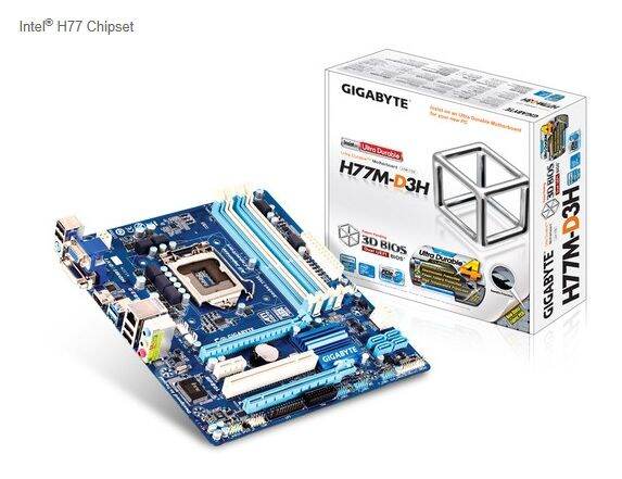 MAINBOARD เมนบอร์ด (Mainborad)GIGABYTE GA-H77M-D3H Onboard Graphics ...