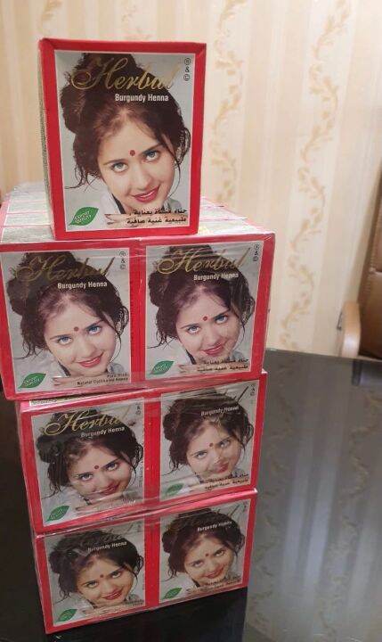 Hena / Henna Pewarna Rambut Asli Herbal Alami (Herbul Burgundy) Warna ...