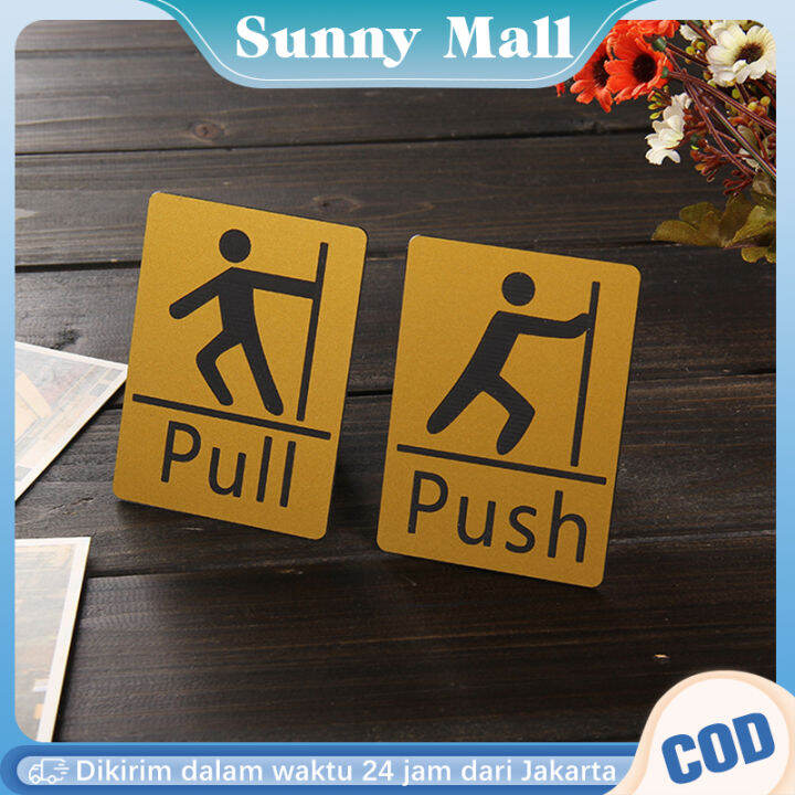 1 Sepasang Push Pull Door Sign Self-Adhesive Tulisan Tarik Dorong Pintu ...