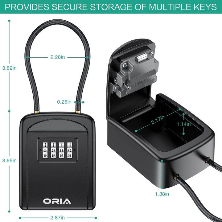Oria Key Lock Box 4 Digit Combination Key Safe Box Waterproof Key