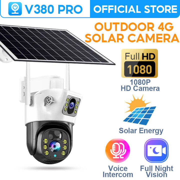V380 PRO 4G Dual Lens Solar Power CCTV Camera Outdoor Waterproof 360 IP ...