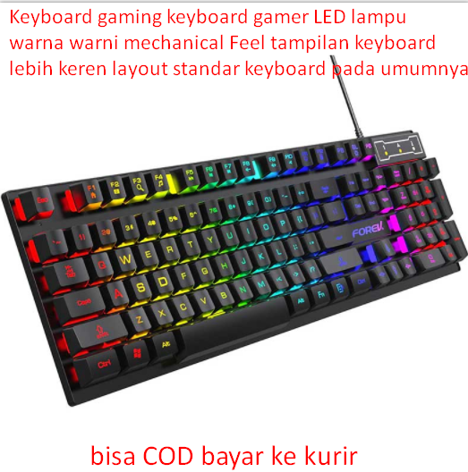 Keyboard gaming keyboard gamer LED lampu warna warni mechanical Feel ...