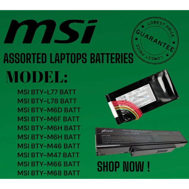 MSI LAPTOP BATTERIES (BRANDNEW) | Lazada PH