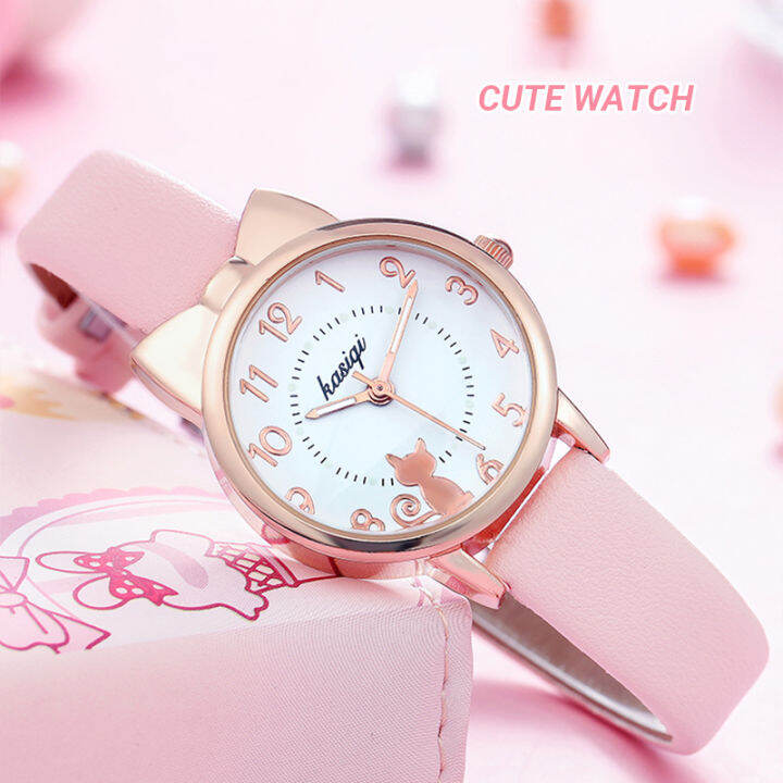 Children Lovely Cat Quartz Electronic Watch Girl Student Cute Watches ...