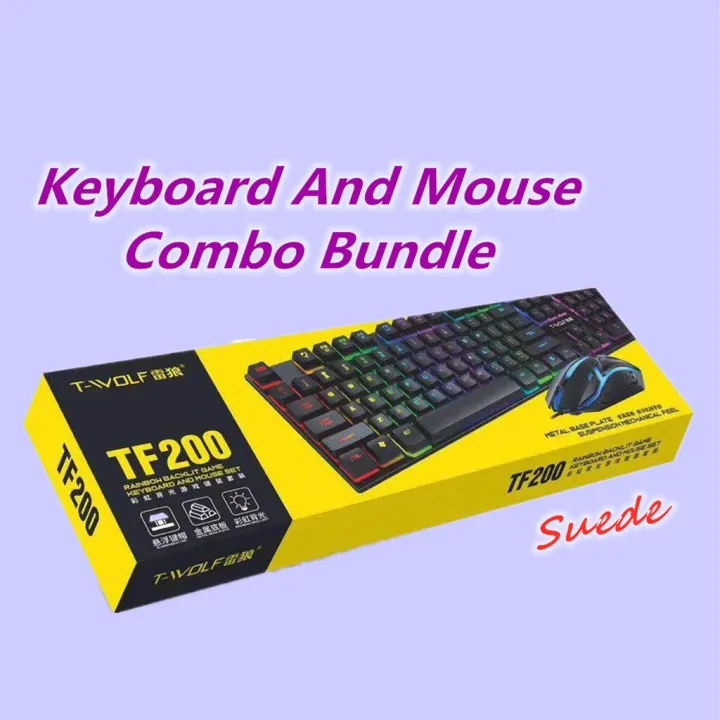 T Wolf Tf200 Rainbow Led Gaming Keyboard And Mouse Combo Bundle Lazada Ph