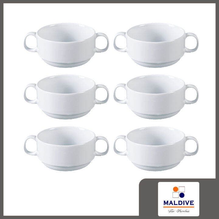 Maldive Fine Porcelain California 6-inch Consume Cup with 2 Handles ...