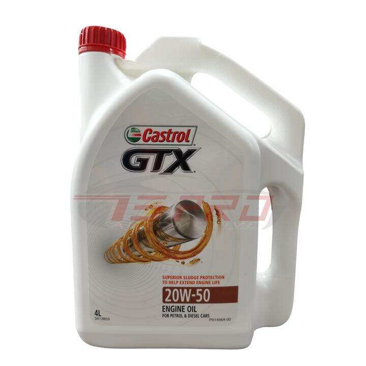 Castrol GTX 20W-50 API SL/CF Engine Oil (4L) - Premium Mineral | Lazada