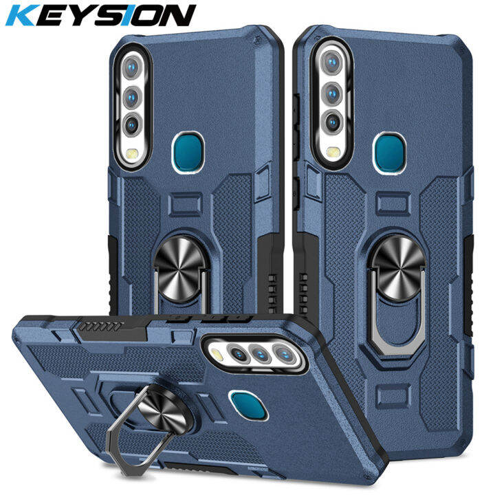 KEYSION Shockproof Armor Case for VIVO Y15 Y17 Y12 Soft Silicone + PC ...