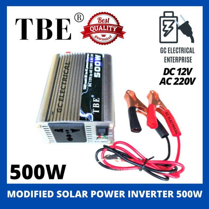 TBE Power Inverter 500W 12V DC to 220-230V AC Car Solar Power Inverter ...