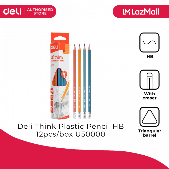 Deli Think Plastic Pencil HB 12pcs/box U50000 [79U50000P12] | Lazada PH