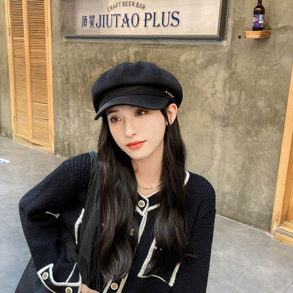 MARGOTA หมวกแปดเหลี่ยมแฟชั่นสำหรับผู้หญิงหมวกกะบังฤดูใบไม้ร่วงสีทึบหมวก ...