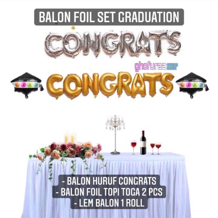 Paket Dekorasi Wisuda happy graduation congrats congratulation balon ...