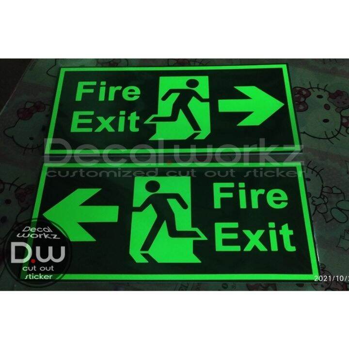 Fire Exit Sign Glow in the Dark Cut Out Luminous Sticker in Sintra ...