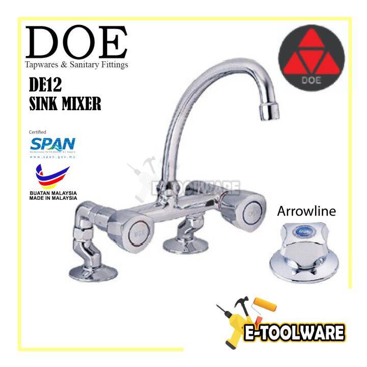 DOE DE12 Pillar Mounted Sink Mixer Tap With Swivel Spout Anti Splash ...