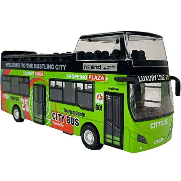 1:32 Scale Die Cast Sightseeing Tour Bus Toy Pull Back Vehicles | Mini ...