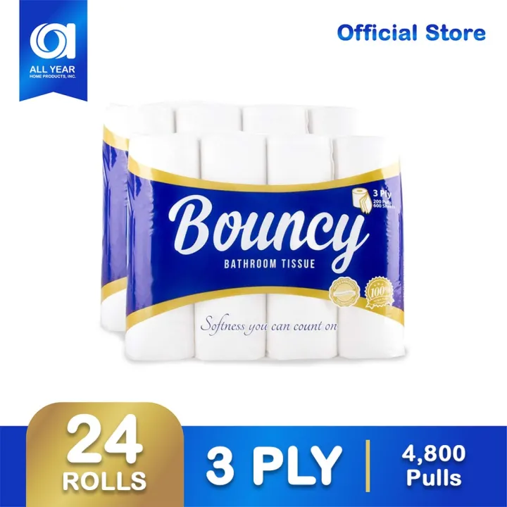 tissue Bouncy Bathroom Tissue 3 Ply 200 Pulls x 24 Rolls - Tissue Toilet Paper | Lazada PH