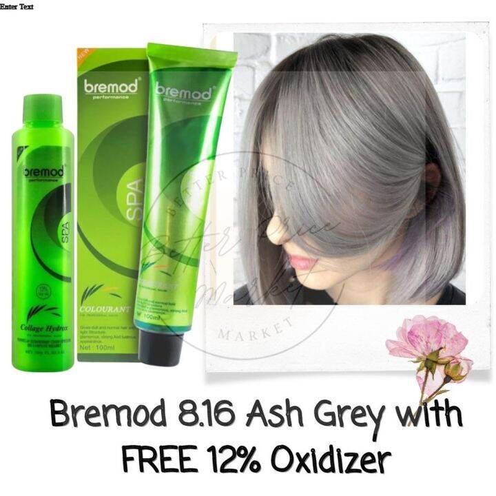 Ash Grey 8.16 Bremod Hair Color Cream (Basic Colors) 100ml (WITH ...