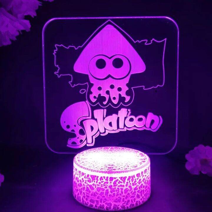 Splatoon Anime 3D LED Night Light for Nintendo Switch Engraving Neon ...