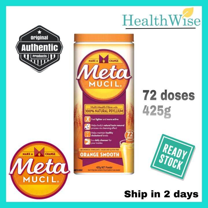Metamucil 100% Natural Psyllium Fiber Supplement Orange Smooth Powder ...