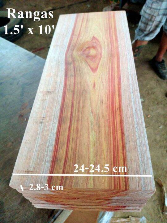 ไม้จริง Woodขนาด1.5" x 10" ชื่อไม้Rangas Wood มีสีแดงหรือสีเหลือง(ไสกบ ...