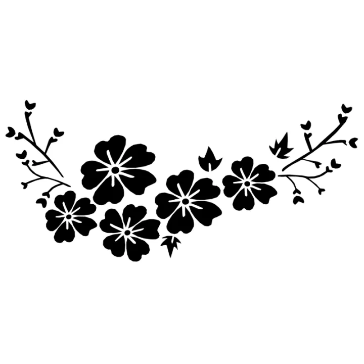 BLACK Decal Car Flower Sticker waterproof Removable Deco Vehicle ...