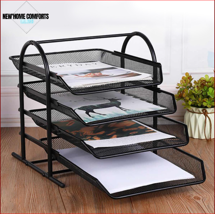 Metal Mesh Trays Desk Filer Organizer Document Paper Office Organizer ...
