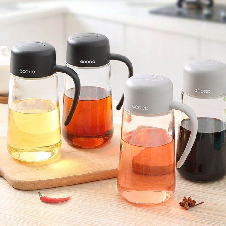 Syoksyok Ecoco (1L) อัตโนมัติเปิดและปิดขวดน้ำมันรั่วซึมแก้วถังขนาดใหญ่ปรุงรสซอสถั่วเหลืองขวด ...