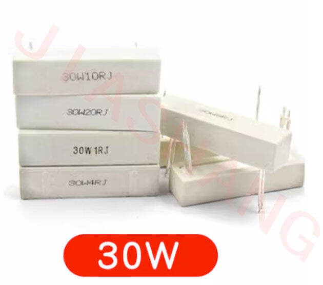 ตัวต้านทานซีเมนต์30W ซีรีส์0.10R/0.5R/1r/3.3R/4.7R/100R/1K ตัวต้านทานกระแสไฟฟ้าทำจากเซรามิค1ชิ้น ...