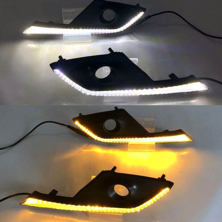Car Flashing 1 Pair Car DRL LED Daytime Running Light with Yellow Turn Signal Function For Mazda ...
