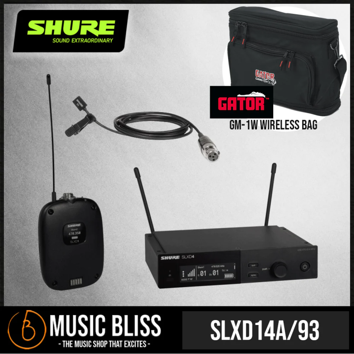 Shure SLXD14/93 Wireless System with SLXD1 Bodypack Transmitter and WL93 Lavalier Microphone ...