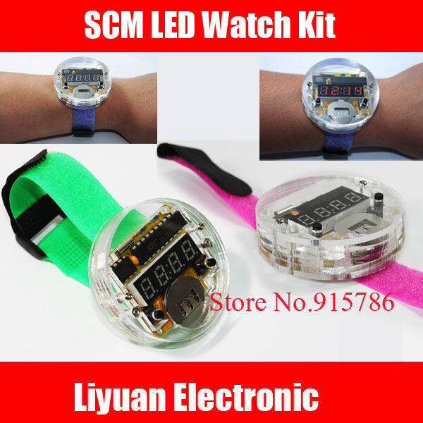 SCM LED Watch Kit / DIY big time / red digital tube display wristwatch / electronic watch parts ...