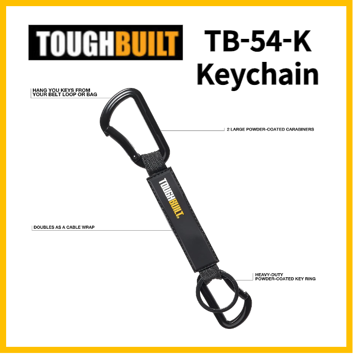 TOUGHBUILT TB-54-K Keychain Doubles as a cable wrap Heavy-duty powder-coated key ring | Lazada PH