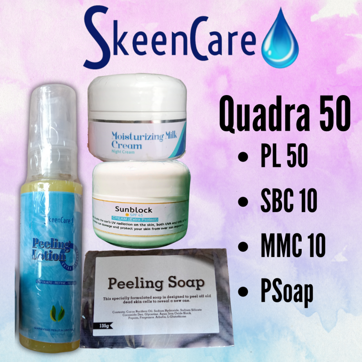SkeenCare Peeling Lotion 50 mL, Sunblock Cream 10g SPF 50, Moisturizing ...