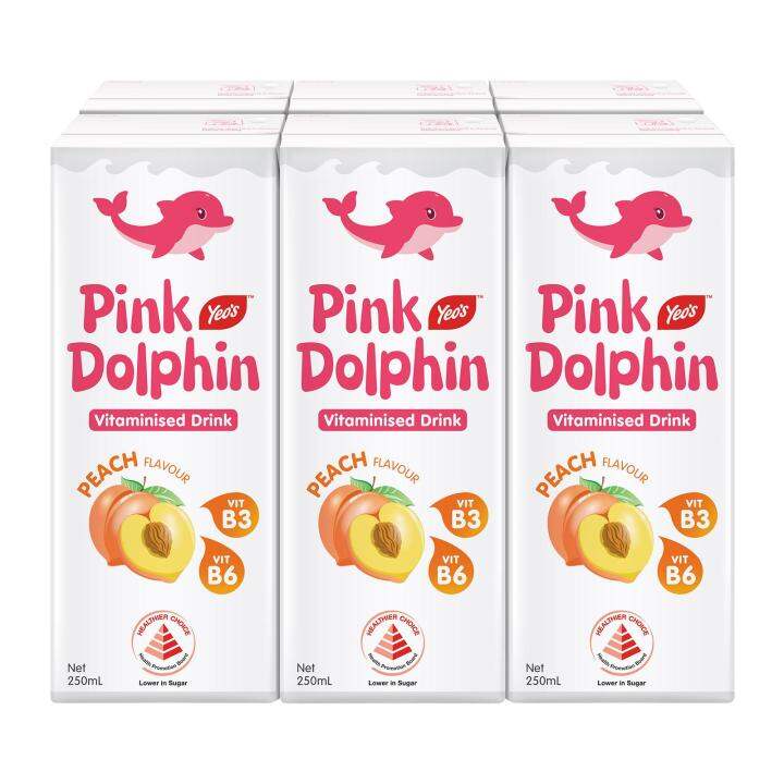 Yeo's Pink Dolphin Peach Flavour Vitaminised Drink 250ML (Pack Of 6 ...