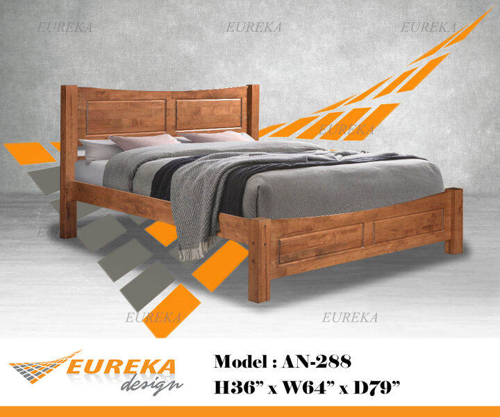EUREKA Classic Walnut Queen Size Bed Solid Wood (Deliver & Installation ...