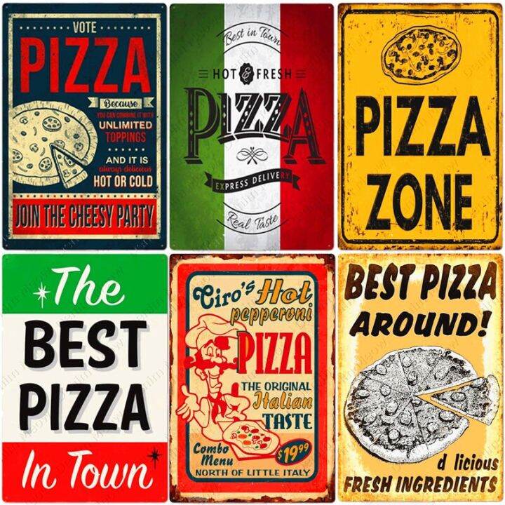 Pizza Zone Plaque Great Food Vintage Metal Sign Pub Bar Home Decoration ...