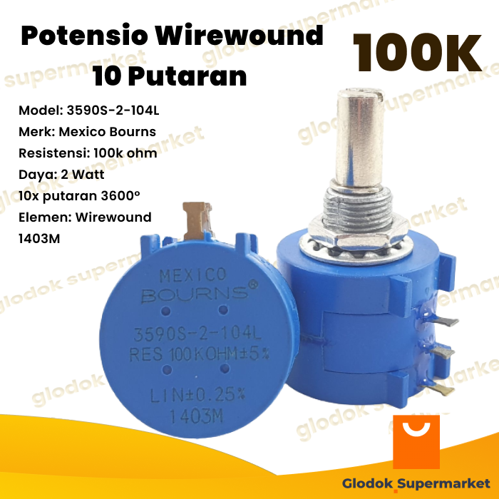 Potensio Wirewound 10 Putaran 100k Bourns Multiturn Presisi | Lazada ...