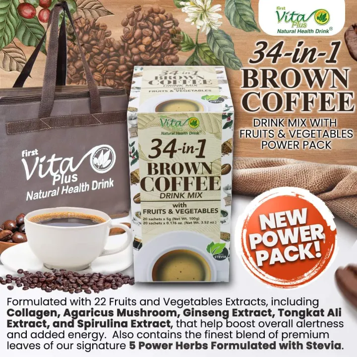 First Vita Plus 34-in-1 Brown Coffee Drink Mix with Fruits and ...